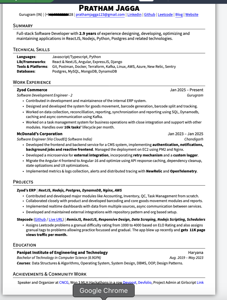 Resume Review for SDE 2 Role - Discuss - LeetCode