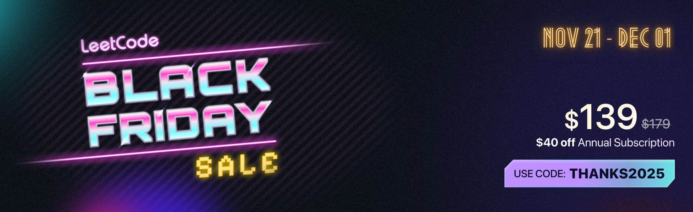 LeetCode Premium - Get Discount in Black Friday Sale!