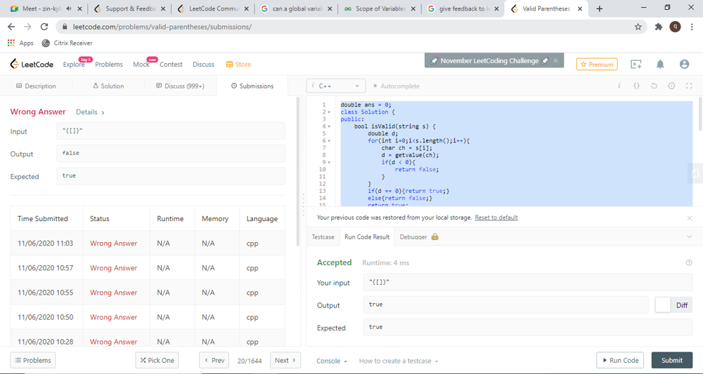 Giving wrong output during submission whereas giving right output while ...