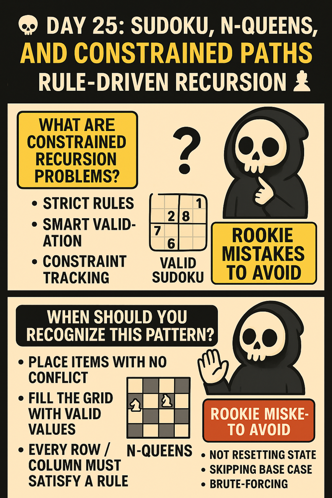 💀 Day 25: Sudoku, N-Queens, and Constrained Paths – Rule-Driven Recursion ♟️🧠 - Discuss - LeetCode