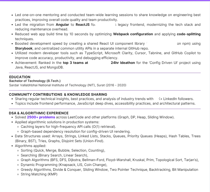 Resume Getting Rejected - Please review - Discuss - LeetCode