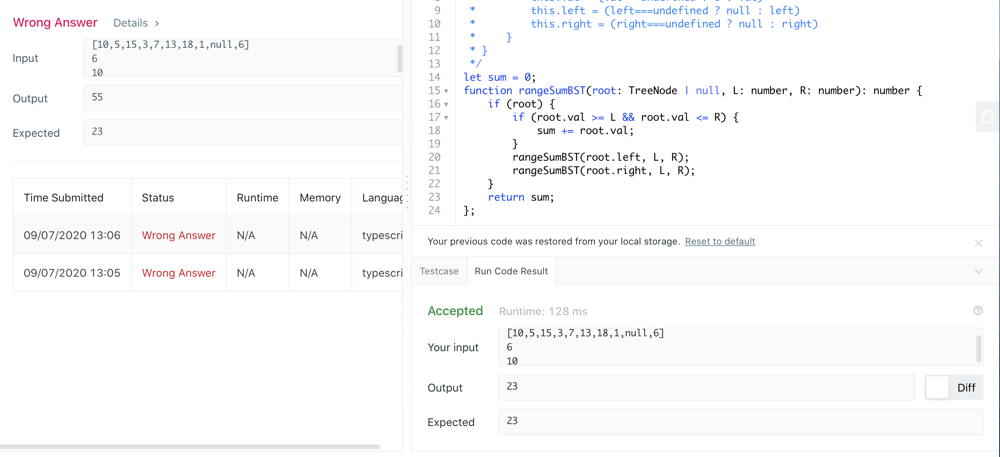 TypeScript passing as test case but failing on submit - LeetCode Discuss