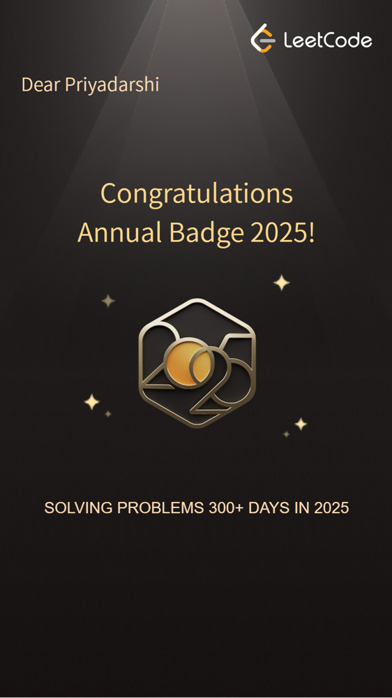 Today I got my 300 Days Badge | Annual Leetcode badge for 2025 - Discuss - LeetCode